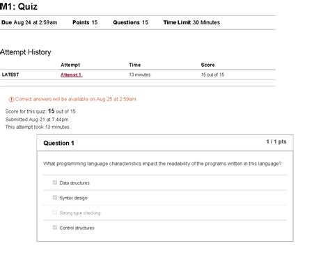 M1 Quiz Cse 240 Intro To Programming Languages 2022 Fall A M1 Quiz Due Aug 24 At 259am