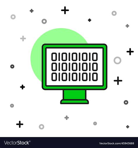 Filled Outline Binary Code Icon Isolated On White Vector Image
