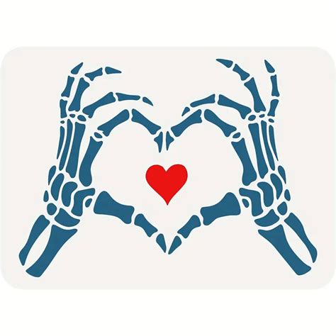 Heart Skeleton Hand Stencil Reusable Skeleton Hand Heart Temu