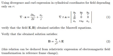 solved using divergence and curl expression in cylindrical