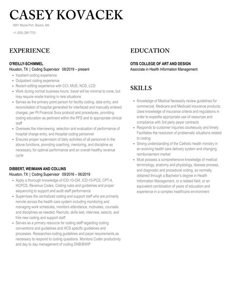 Coding Supervisor Resume Samples Velvet Jobs