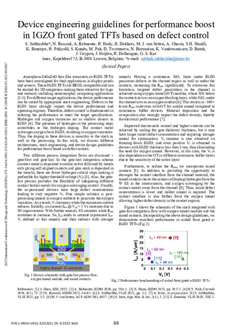 Pdf Device Engineering Guidelines For Performance Boost In Igzo Front