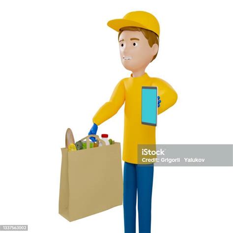 3d 렌더링 배달 서비스에서 제복을 입은 남자가 손에 상자를 들고 있었습니다 남성에 대한 스톡 사진 및 기타 이미지 남성 남자 남자들만 Istock