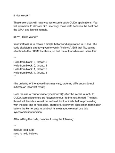 CUDA Exercises | PDF | Kernel (Operating System) | Thread (Computing)