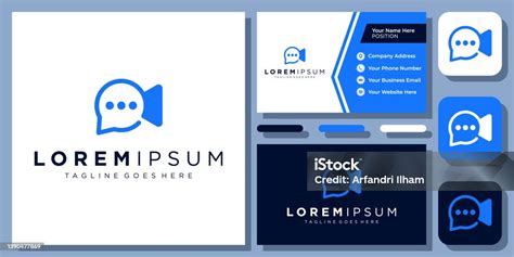 라이브 채팅 카메라 비디오 버블 대화 미디어 메시지 명함 템플릿과 인터넷 로고 디자인 Brand Name Online Messaging Platform에 대한 스톡 벡터