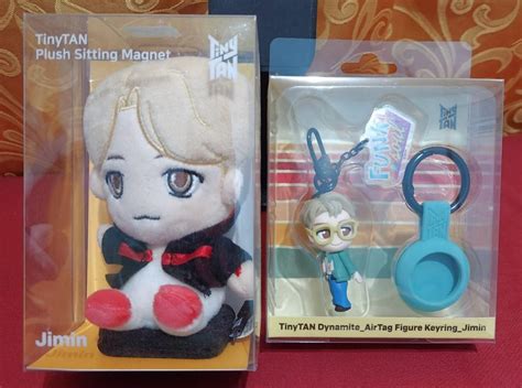 Tiny Tan Jimin Dynamite Airtag Figure Key Ring And Jimin Sitting Plush Doll Bundle Hobbies And Toys