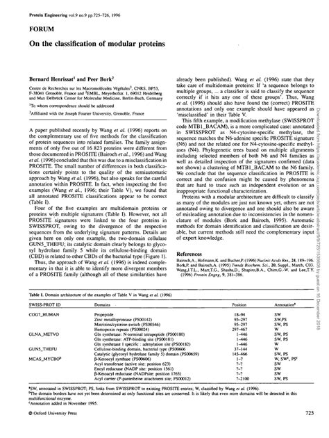 PDF On The Classification Of Modular Proteins