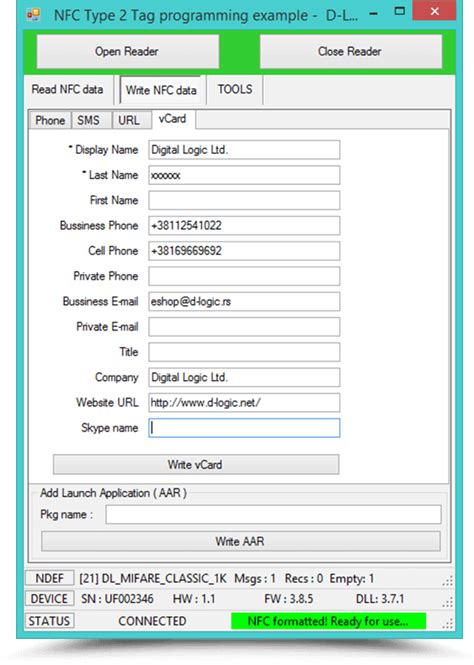 Nfc Ndef Software With Sdk Writing Nfc Tags And Tag Emulation