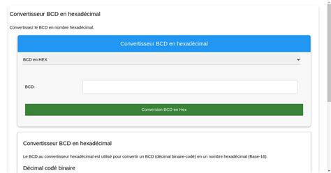 convertisseur bcd en hexadécimal conversion de code binaire décimal