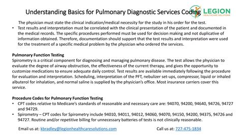Understanding Basics For Pulmonary Diagnostic Services Codingpptx