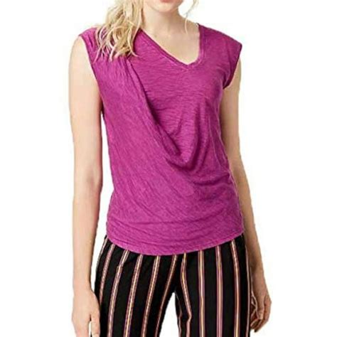 Bar Iii Womens Ss Twist Slub Basic T Shirt Purple Medium Walmart