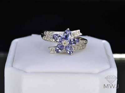 Lea Lane Jewelry 10k White Gold Ladies Blue Tanzanite And Diamond Ring Wow