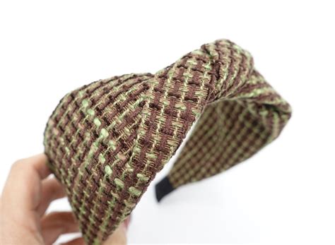 Tweed Waffle Pattern Headband Twist Hairband Fall Winter Stylish Hair