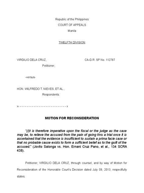 Vdc Motion For Reconsideration Pdf Arrest Warrant Arrest