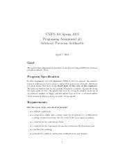 Pa Pdf CMPS Spring Programing Assignment Arbitrary Precision Arithmetic April