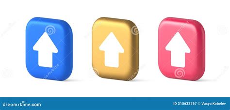 arrow up button directional pointer cyberspace cursor 3d realistic icon