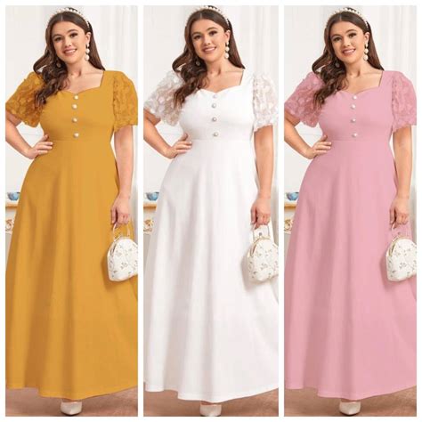 Wa Bustier Plus Size Maxi Dress Plain Elegant Plus Size Dress Shopee