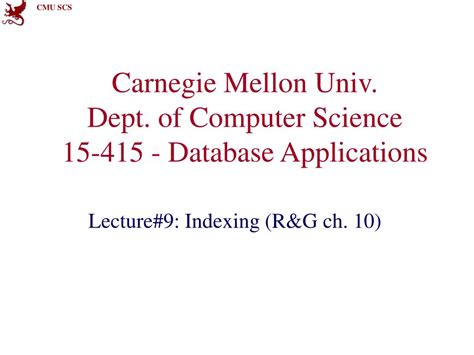 Ppt Carnegie Mellon Univ Dept Of Computer Science 15 415 Database