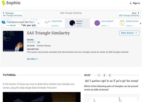 Sophia Sas Triangle Similarity Lesson 5 Instructional Video For 9th 10th Grade Lesson Planet