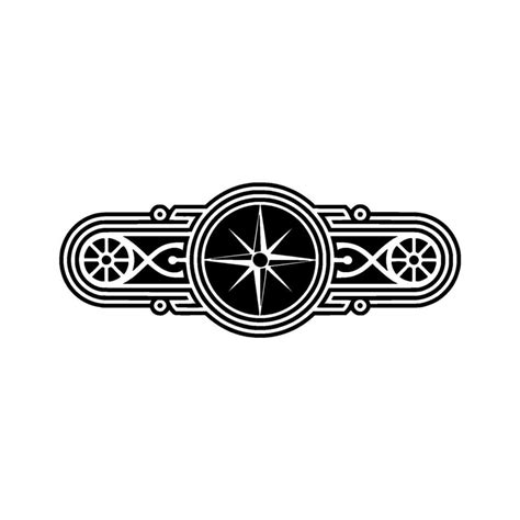 Black White Decorative Compass Rose Emblem Minimalist 67377587 Vector