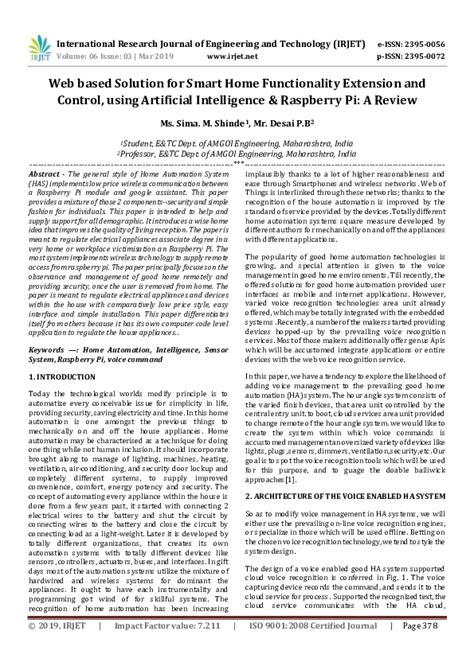 Pdf Irjet Web Based Solution For Smart Home Functionality Extension And Control Using