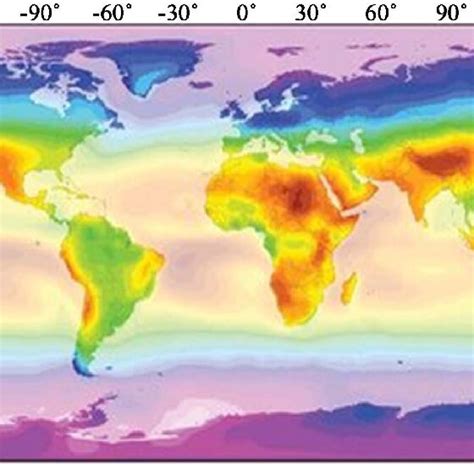 Annual Average Solar Irradiance Distribution Over The Surface Of The