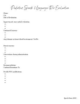 Speech Language Evaluation Template By Speech Siren TPT