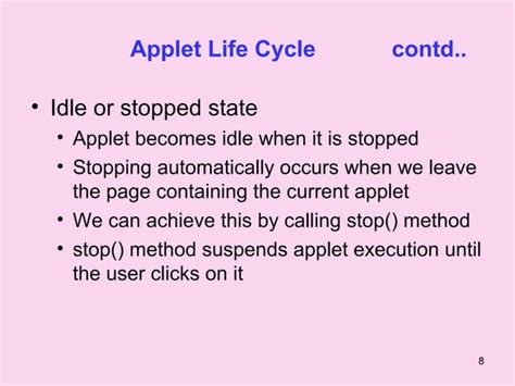 Applet Life Cycle Ppt