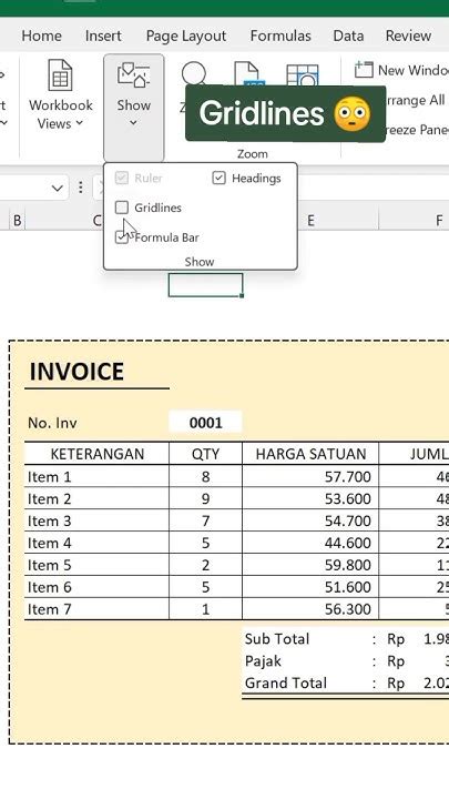 Gridlines Garis Transparan Excel Exceltips Exceltricks Youtube