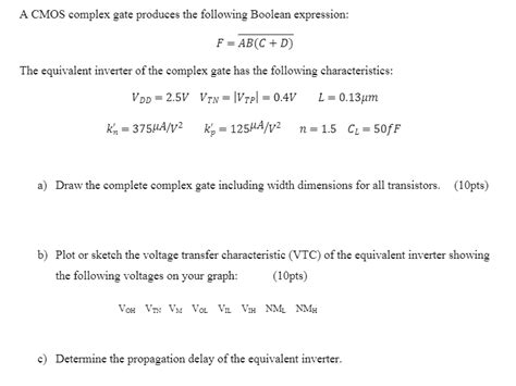 Solved A Cmos Complex Gate Produces The Following Boolean