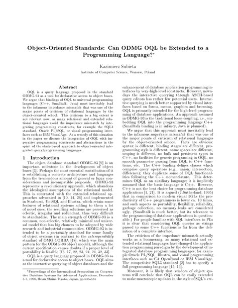 pdf object oriented standards can odmg oql be extented to a