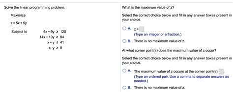 Solved Solve The Linear Programming Problem What Is The