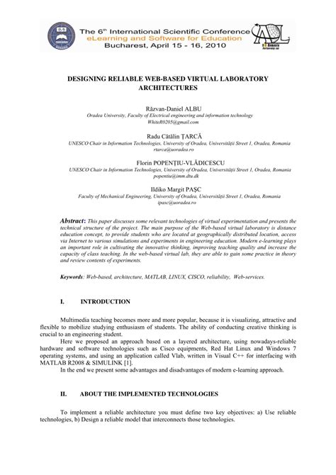 pdf designing reliable web based virtual laboratory architectures