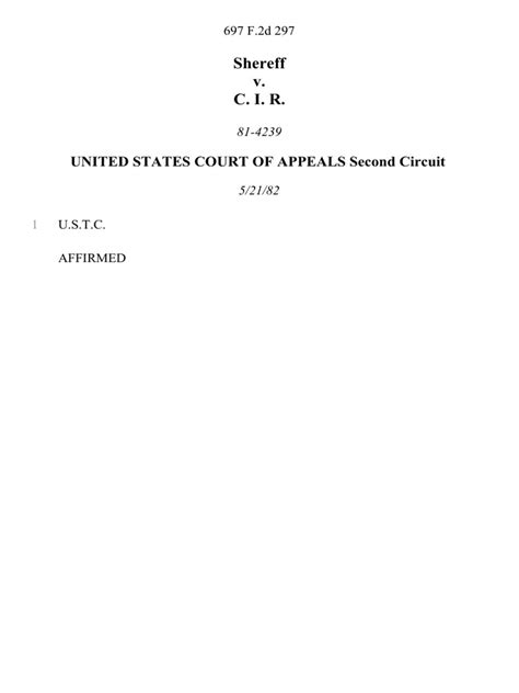 Shereff V C I R 697 F2d 297 2d Cir 1982 Pdf