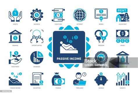 Passive Income Solid Icon Set Stock Illustration Download Image Now