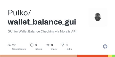 GitHub Pulko Wallet Balance Gui GUI For Wallet Balance Checking Via Moralis API