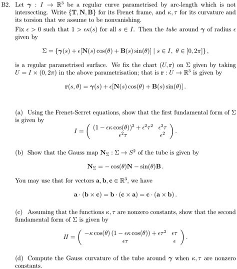 solved b2 let y i 3 r be regular curve parametrised by arc length