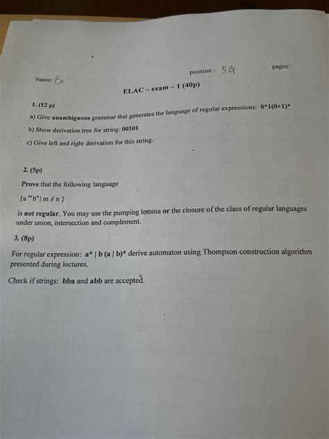 Solved A ﻿give Unambiguous Grammar That Generates The