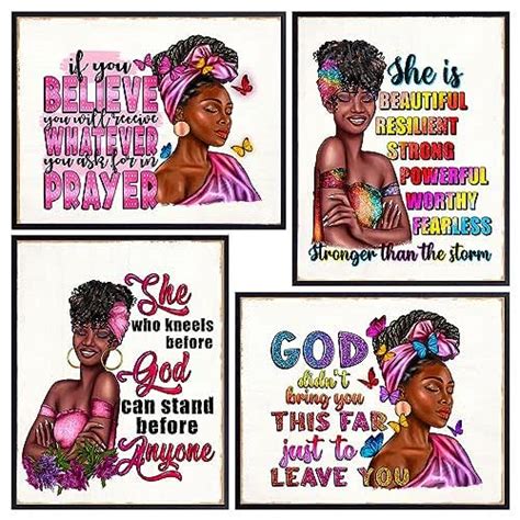 Religious Black Women Inspirational Quote Set Womens