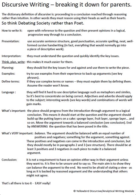 Discursive Writing Yellowbird Education