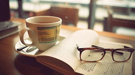 펼쳐진 책과 잔을 들고 차 한잔을 즐기는 즐거운 풍경 풍경 배경 즐거운 배경 차 한잔 배경 이미지 Hd 풍경 즐거운 차 한잔 배경 사진 무료 다운로드 Lovepik