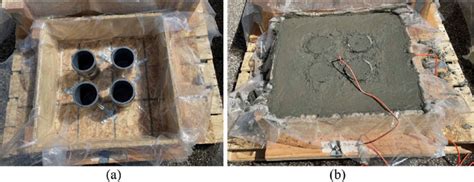 Photographic View Of Slab With Four Cast In Place Cylinders A Before Download Scientific