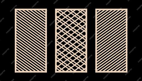 Premium Vector Vector Set With Abstract Geometric Ornament Lines Laser Cut Patterns