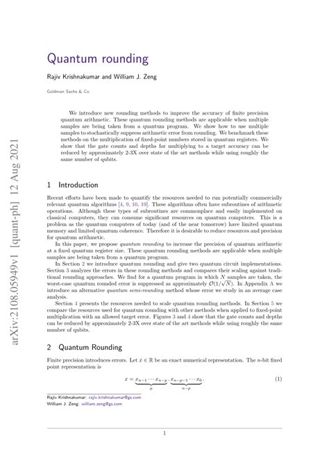Pdf Quantum Rounding