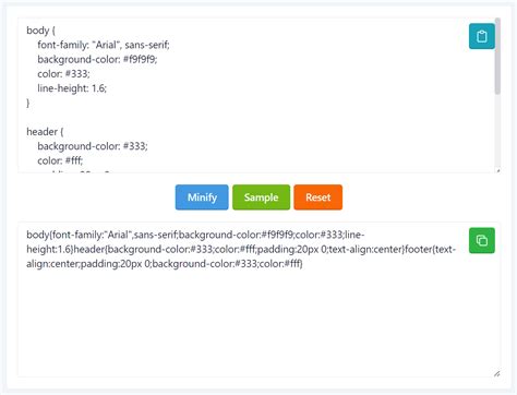 minify css online tooziz