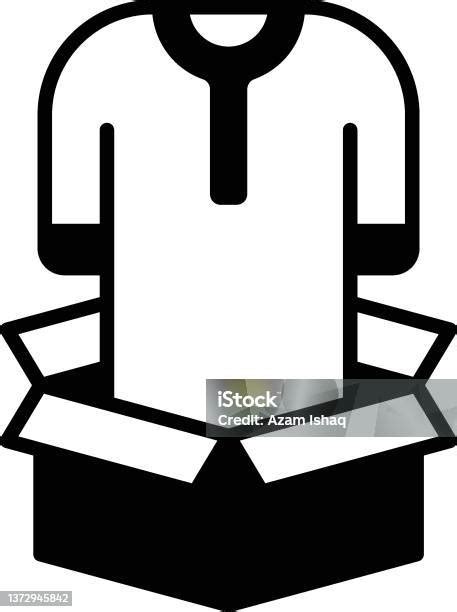 Thawb 선물 개념 박스 벡터 아이콘 디자인의 발목 길이 가운 라마잔과 이드 알 피터 기호 이슬람과 무슬림 금식 표지판 아랍어 휴일 축하 스톡 일러스트 0명에 대한 스톡