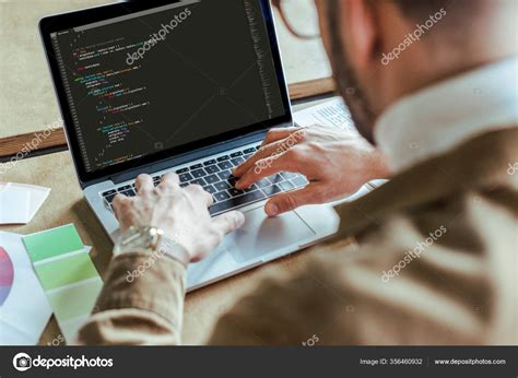 Cropped View Developer Using Laptop Table Stock Photo By VitalikRadko 356460932