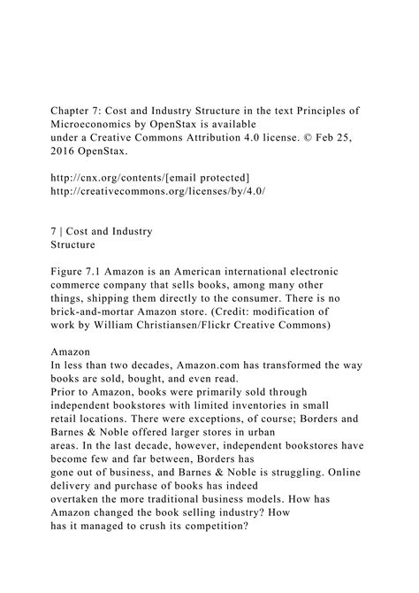Chapter 7 Cost And Industry Structure In The Text Principles Docx