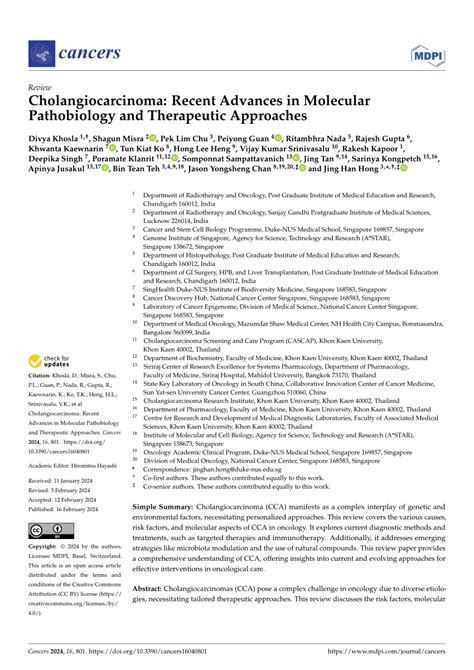 Pdf Cholangiocarcinoma Recent Advances In Molecular Pathobiology And
