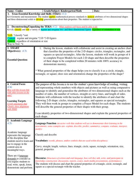 Edtpa Lesson Plan Guide Lpg Pdf Shape Learning